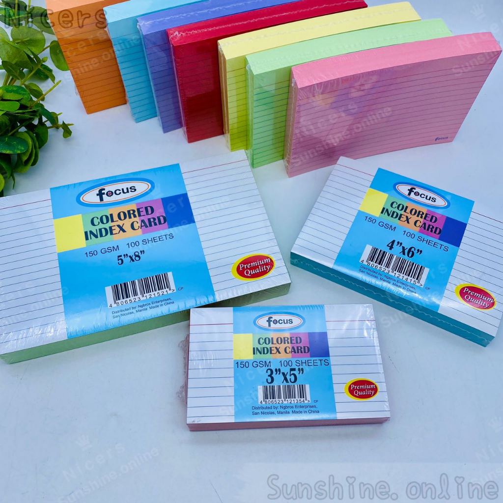 Index card 3x5/4x6/5x8 Colored100 sheets 150gsm | Shopee Philippines