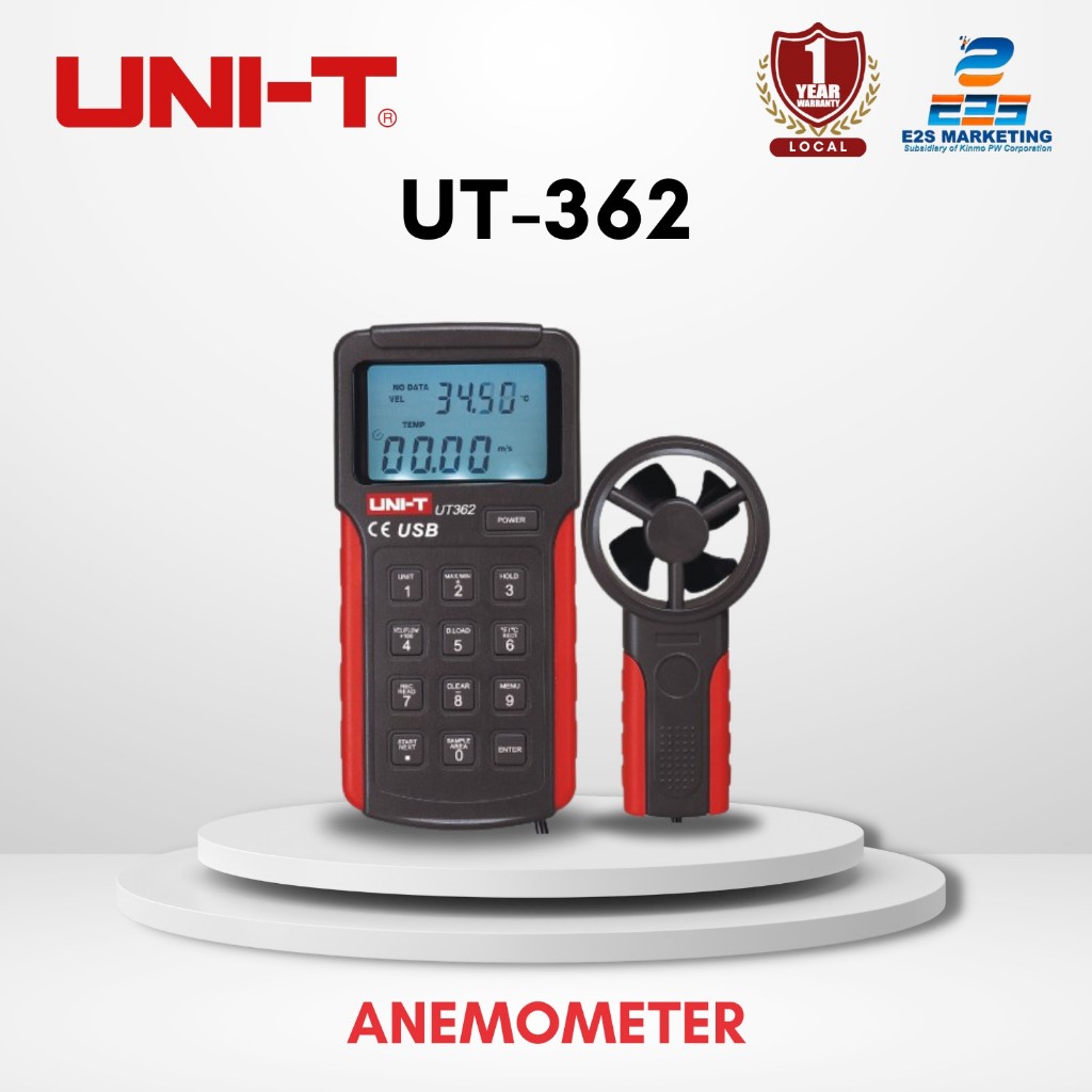 UNI-T Anemoscope UT-362 Anemometer Data hold / Auto poweroff / Low ...
