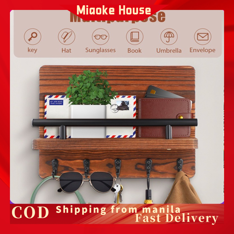 Key Holder Wall Mounted Mail Holder Key Hanging Rack with 10 Hooks ...