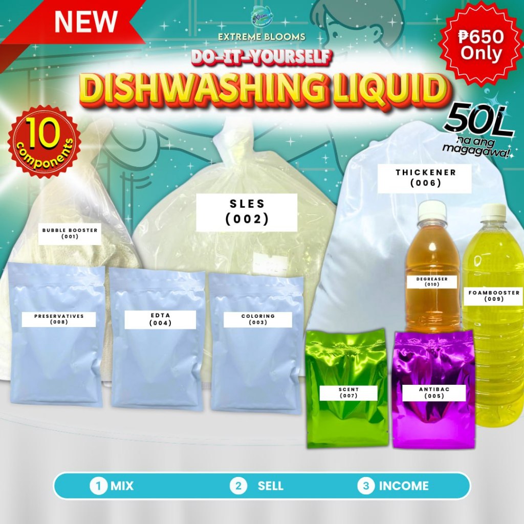 DIY DISHWASHING LIQUID KIT - 50Liters Yield / 9 Components / 2 SETS ...