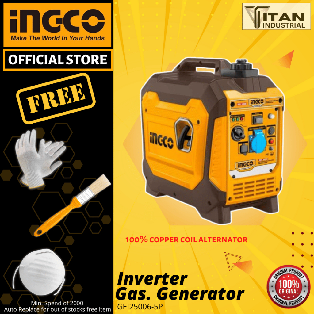INGCO Inverter Gasoline Generator 2.5kva GEI25006-5P • Tm ss | Shopee ...