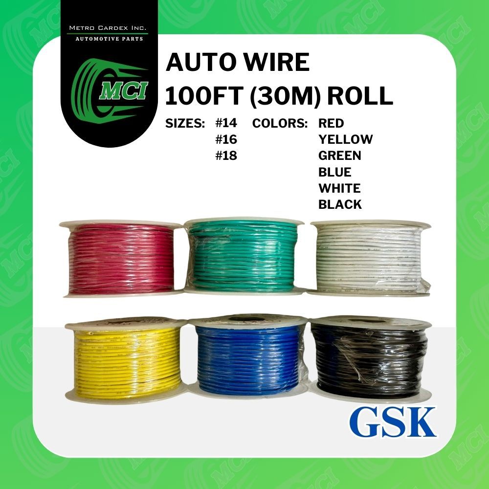 1 ROLL Automotive Wire GSK #14/#16/#18 100FT (30M) Auto Black Red Blue ...