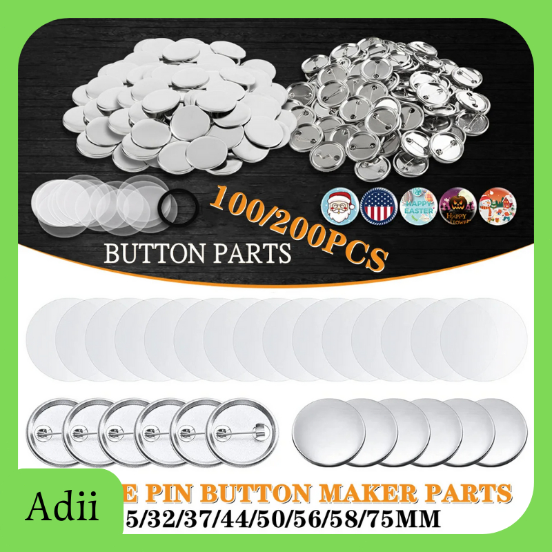 Button Pin 100Pcs DIY Badge Button Pins Set Blank Raw Material Pins ...