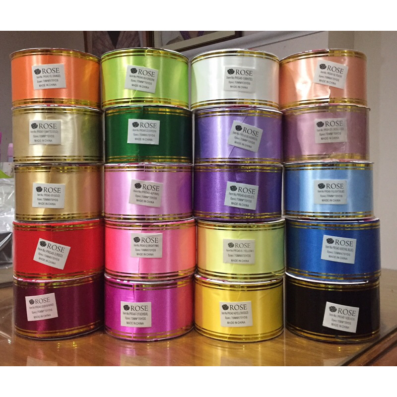 70mmx70yds with gold edging plastic ribbon PRG40 | Shopee Philippines
