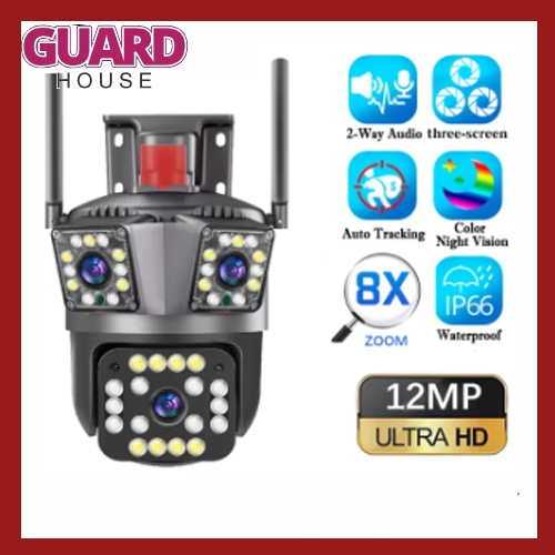 Modern Lantern thre Cameras CCTV Outdoor Waterproof 360 Panoramic No ...