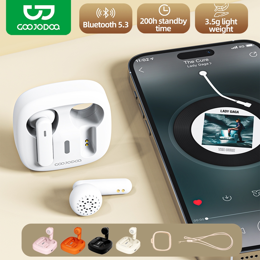 GOOJODOQ Wireless Earphones Bluetooth 5.3 with Mic Earbuds EarPods ...
