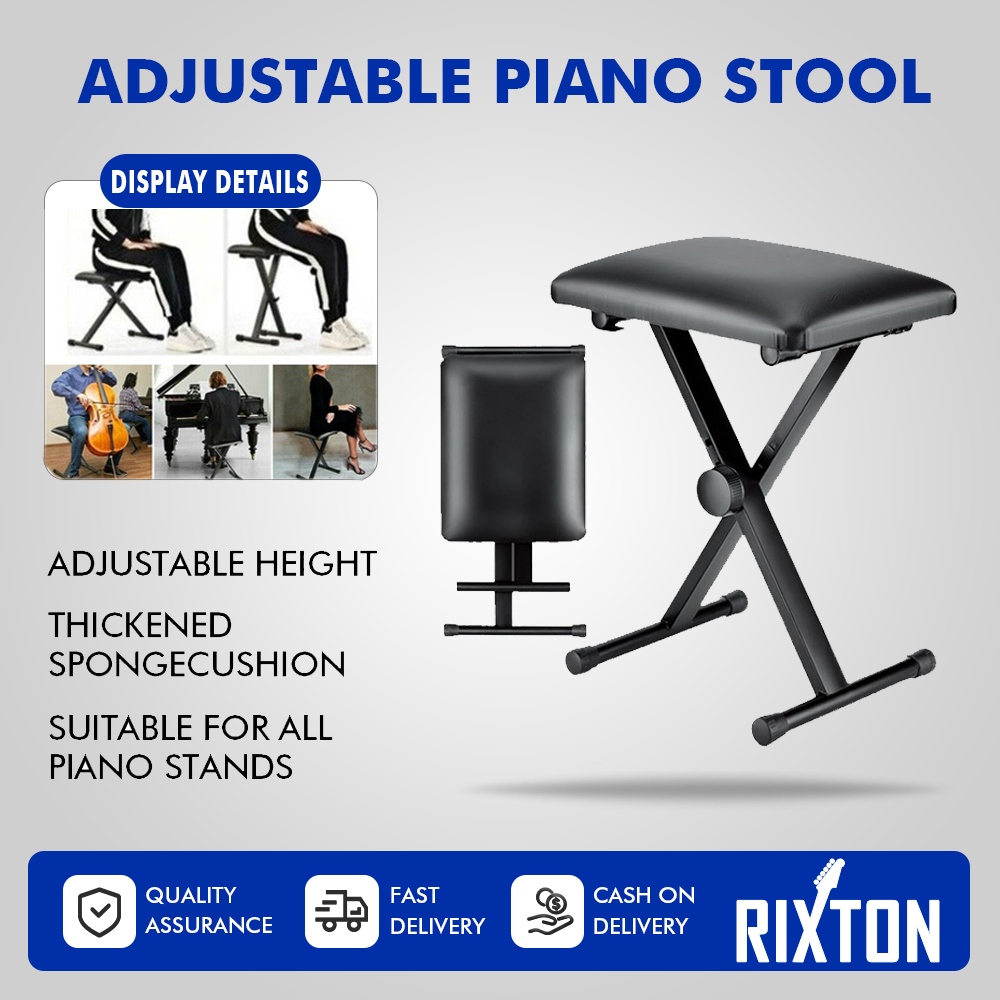 RIXTON Piano Bench Foldable X-Style Upholstered Stool Keyboard Stool ...