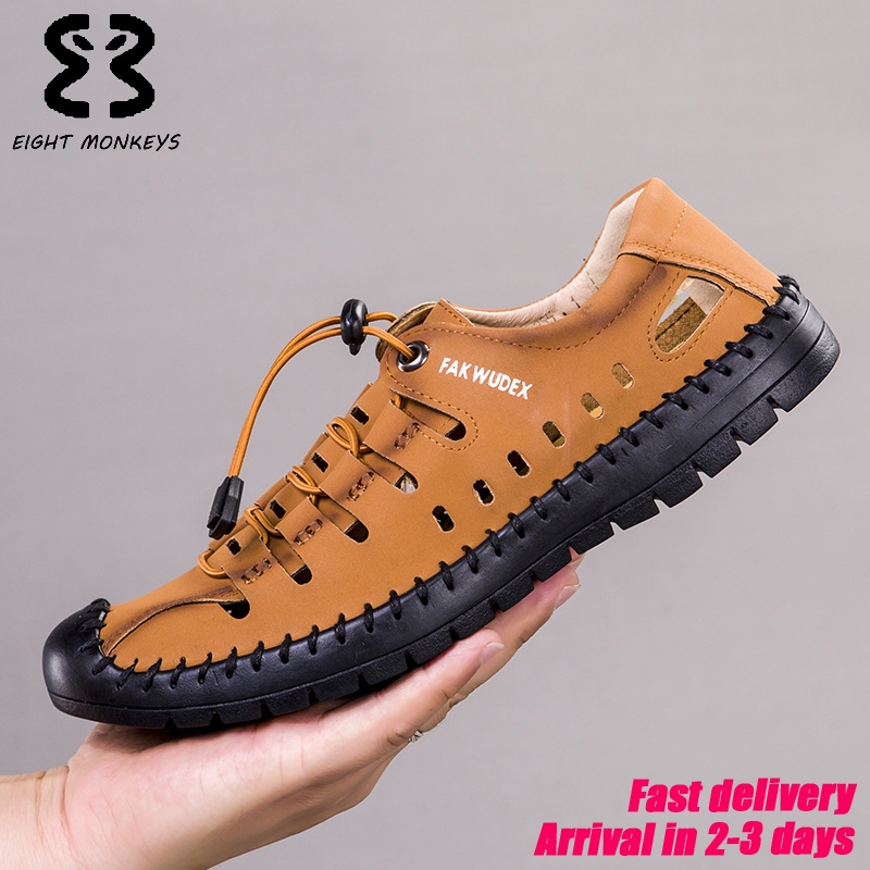 eight monkeys Ready Stock New Leather Men's Fashion Rubber Shoes ...