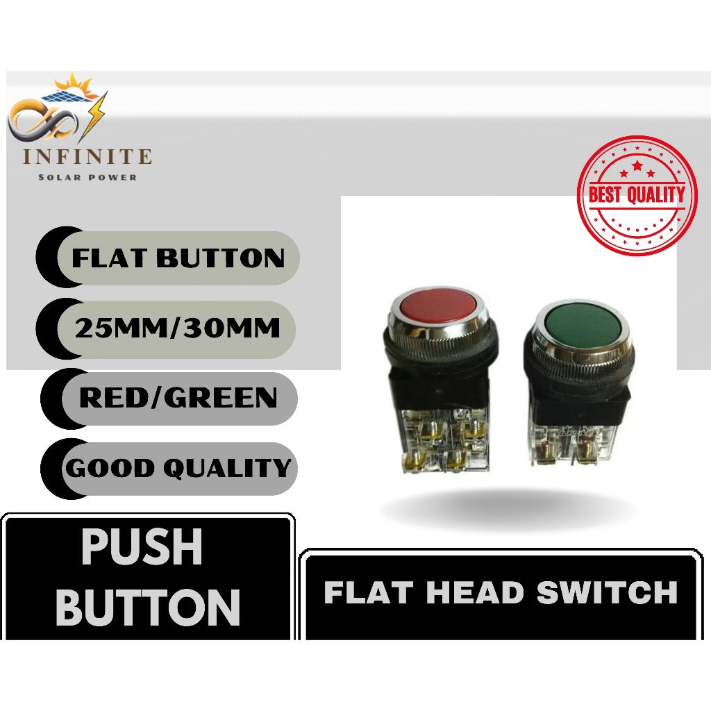 Push Button Spring Return 5mm and 30mm Available. Flat Head Switch RED ...