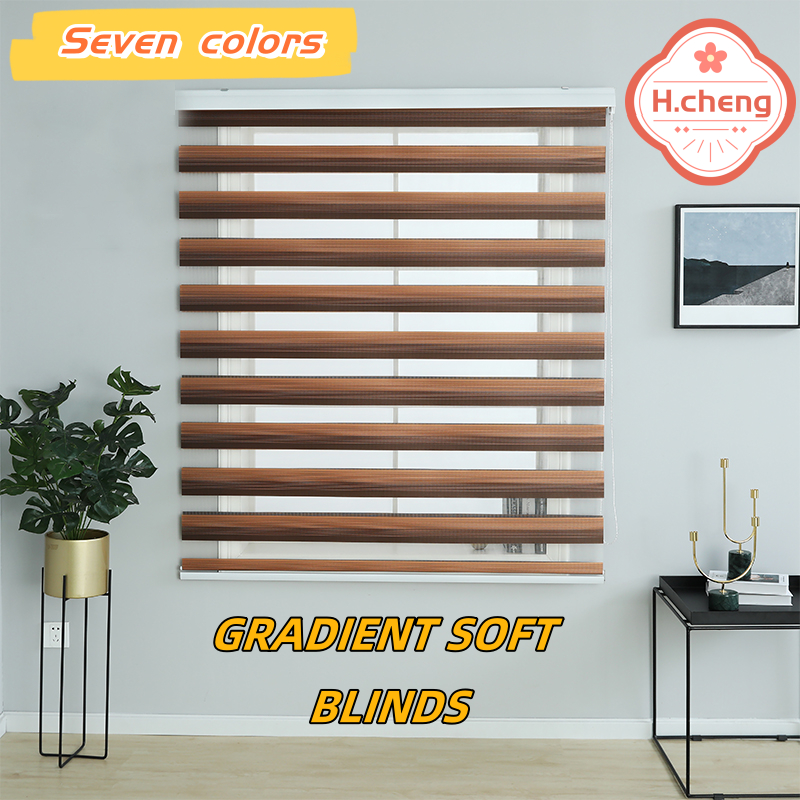 Tri-color blinds for windows korean Gradient blinds for office soft ...