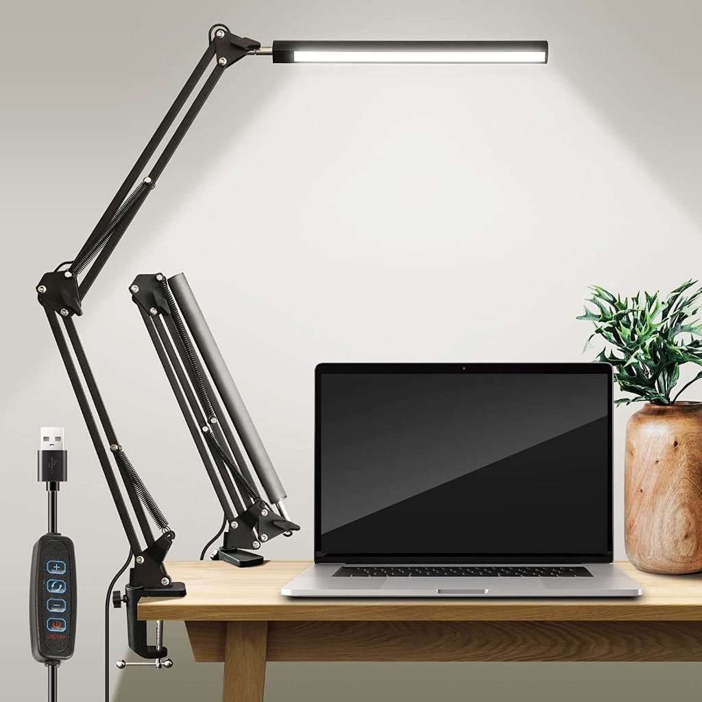 LED Folding Metal Desk Lamp with Clip Dimmable Table Light for Study ...
