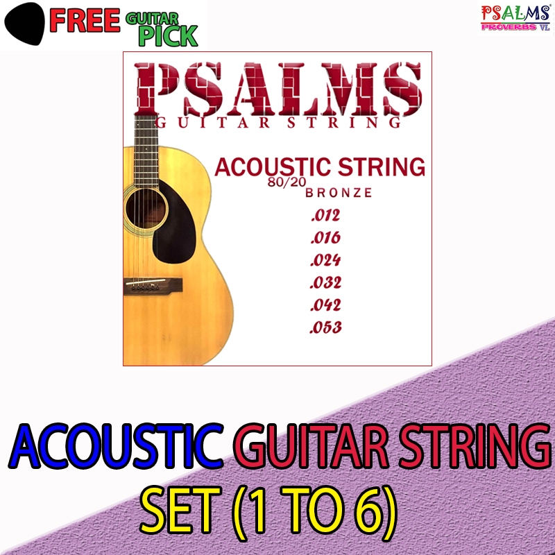 ACOUSTIC STRING SET(1-6)W/ free pick ( PSALMS GUITAR STRING) | Shopee ...
