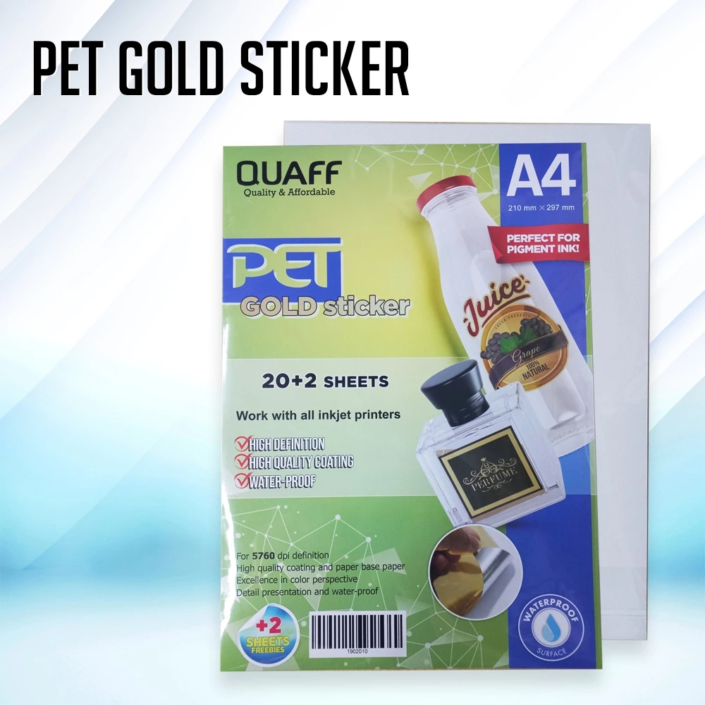 Waterproof Pet Brushed Gold Sticker Paper A4 Inkjet Label Stickers ...
