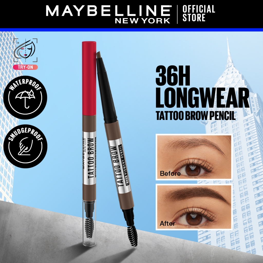 Maybelline Tattoo Brow 36HR Eyebrow Pencil Long lasting Waterproof Smudgeproof Eye Make Up Shopee Philippines