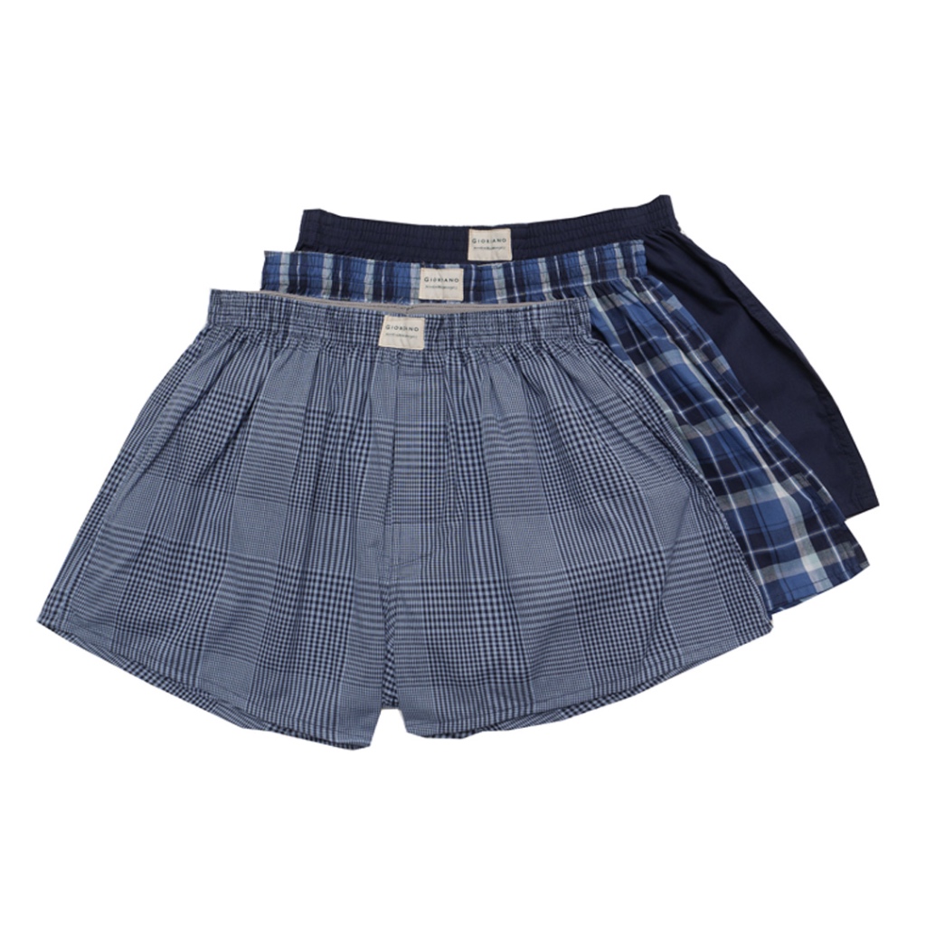 GIORDANO Men's Color Contrast Boxer Shorts (01174119) - 64 - Blue Mix ...