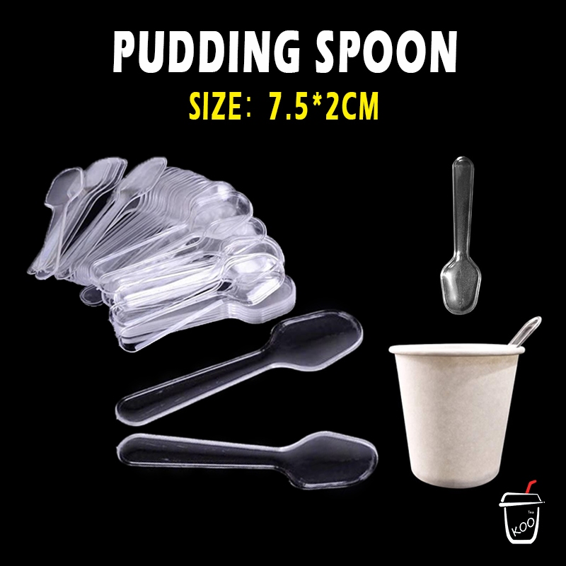100pcs Disposable Plastic Sundae Spoon Pudding Spoon Individually ...