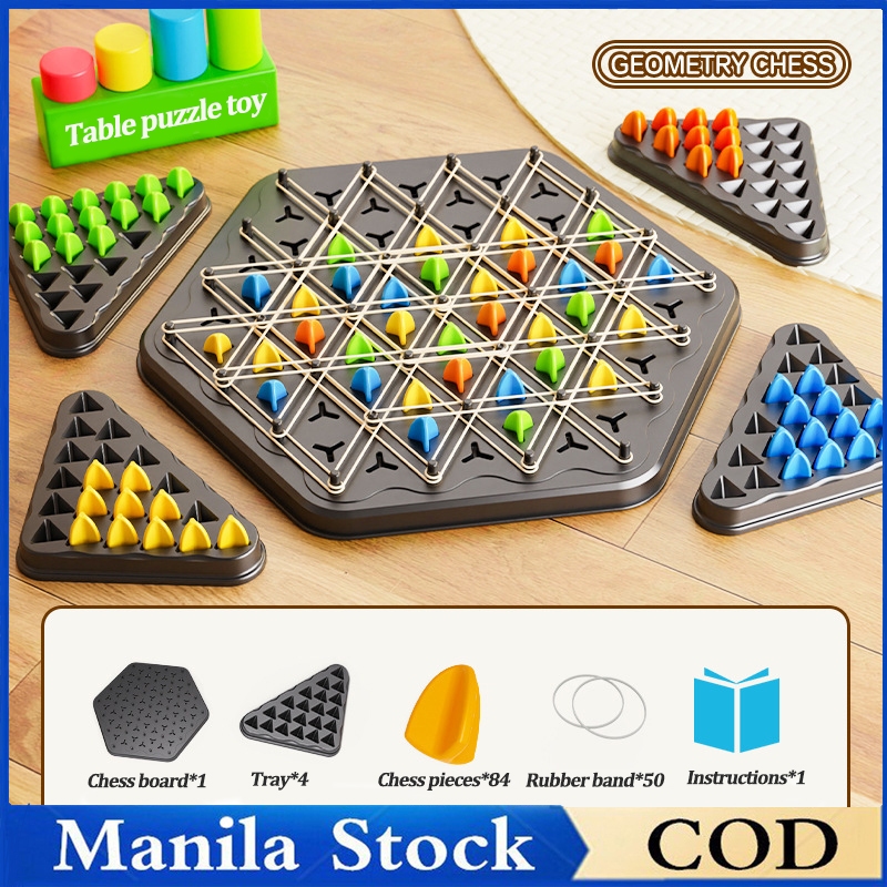 Table puzzle chain chess Multiplayer interactive rubber band triangle ...
