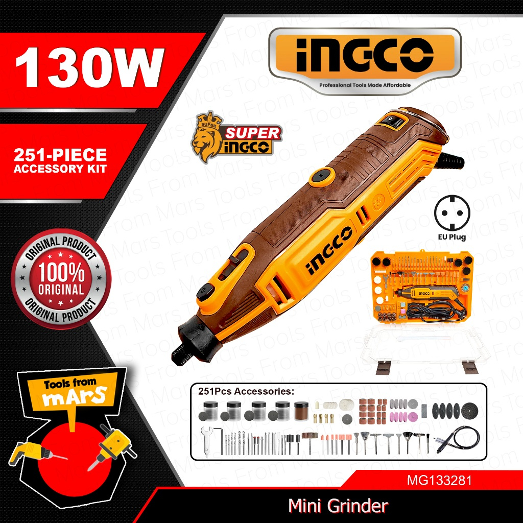 Ingco 130W Mini Die Grinder 130W with 252pcs Accessories Engraver ...