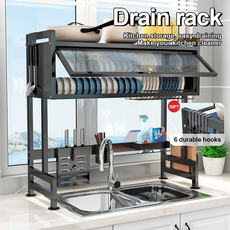 Dish Rack with Cover Dish Cabinet Rack Plate Organizer Sink Dish ...