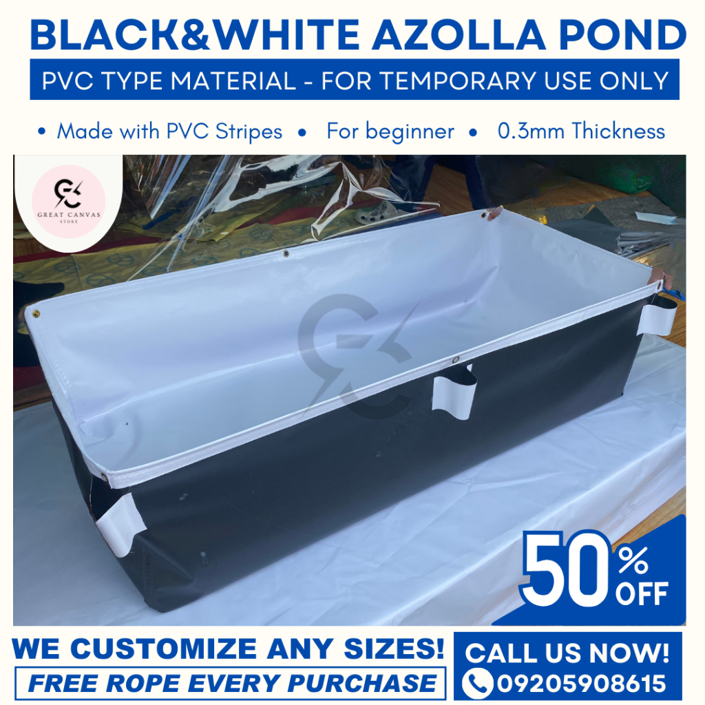 Black White Azolla Pond Tarpaulin PVC Type Temporary Use for beginners ...