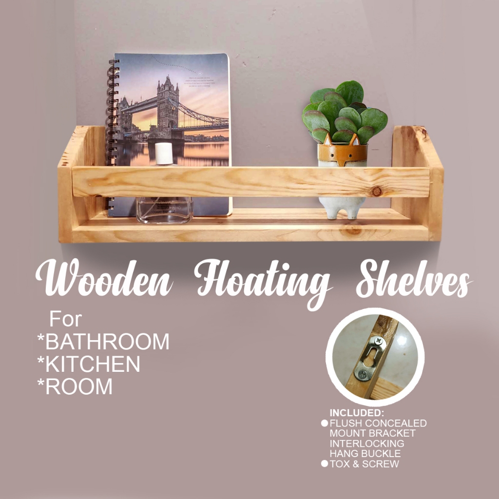 Wooden Floating Shelves/Rack For Bathroom/kitchen/Room Multi-purpose ...