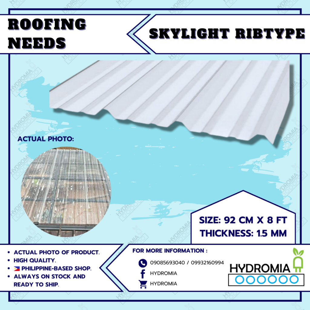 8FT SKYLIGHT ROOF, RIB TYPE , POLYCARBONATE ROOF CLEAR,TRANSPARENT ROOF ...