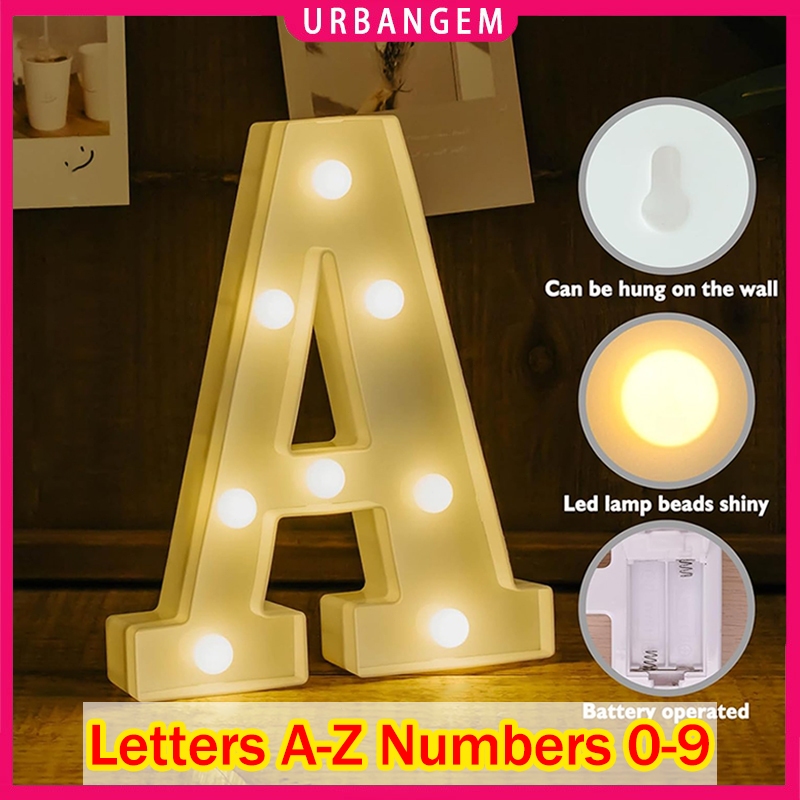 A-Z Letter LED Lights Luminous Number Lamp Christmas Party Birthday ...
