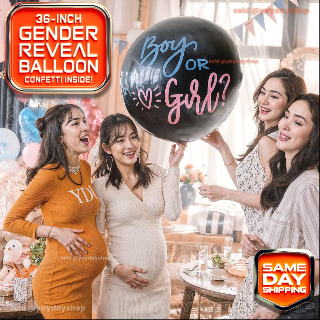 36in Gender Reveal Confetti balloons party decorations gender reveal party decorations ...