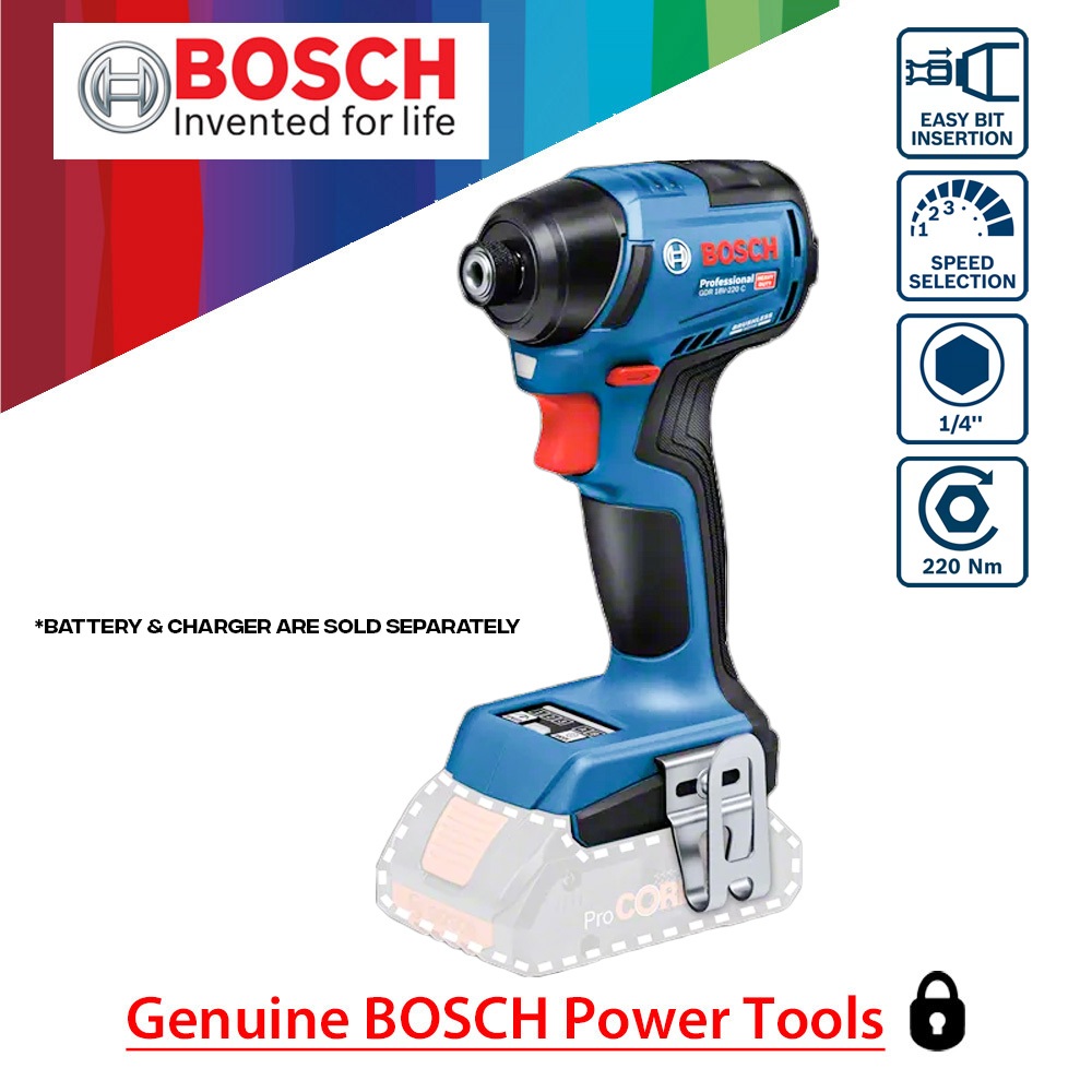 Bosch GDR 18V-220 C Professional Cordless Impact Driver 18V with ...