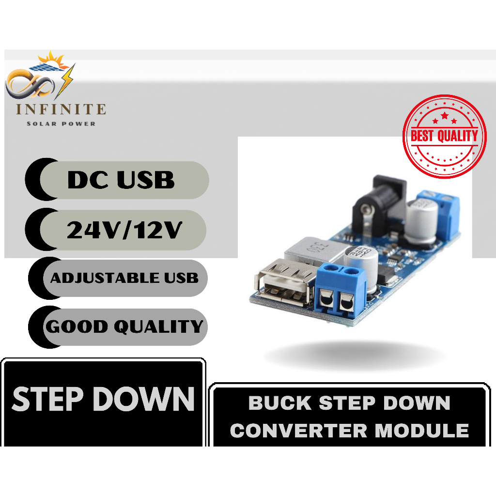 DC-DC 24V / 12V to 5V 5A Step-Down Buck Power Converter Adjustable USB ...