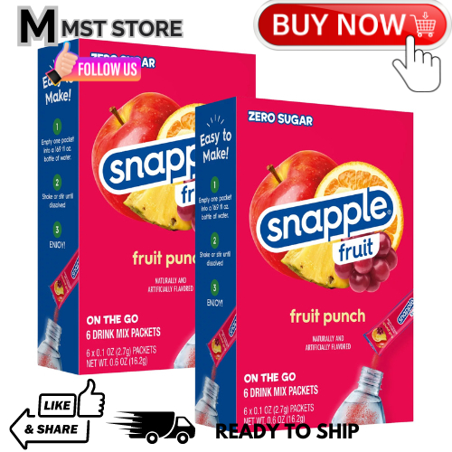 SNAPPLE ZERO-SUGAR FRUIT PUNCH ON-THE-GO DRINK MIX PACKETS, 6 PACKETS ...