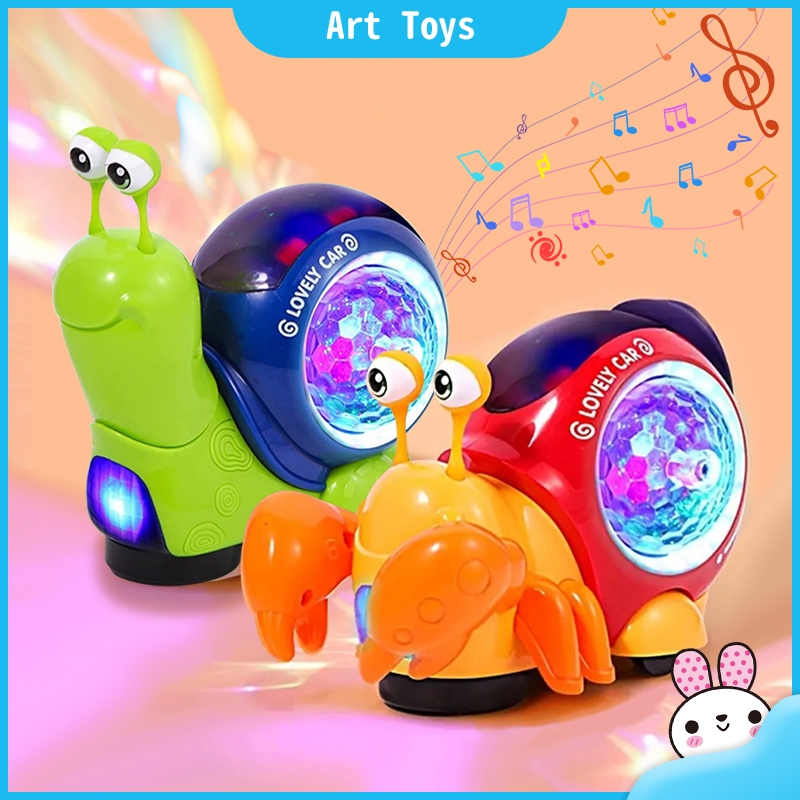 Baby Electric Animal Car Toys Cute Crawling Crab Snail Toy Music ...