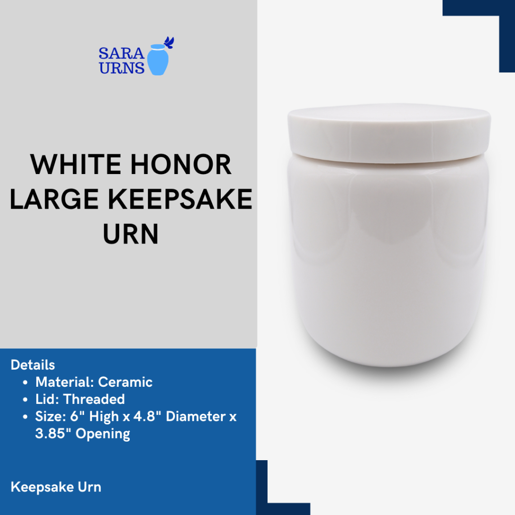 [saraurnsph] White Honor Large Ceramic Keepsake Urn Mini Urn Cremation ...