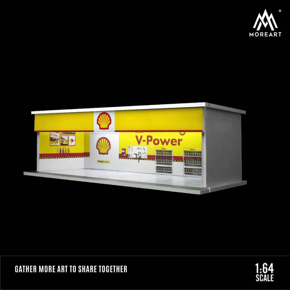 MoreArt 1/64 Scale Shell Livery Assembly Diorama Garage Theme with LED ...