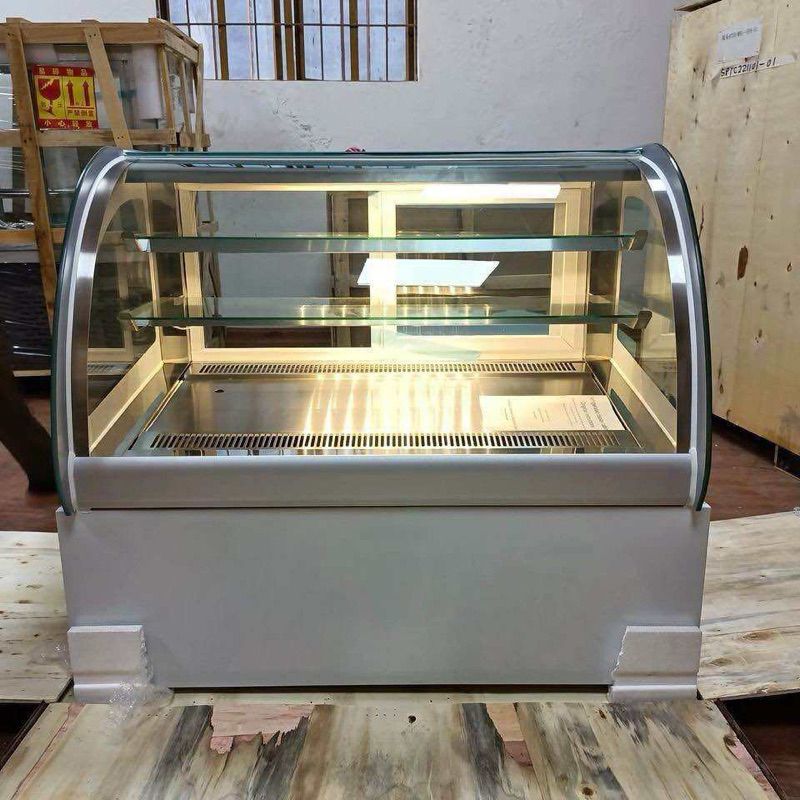 Brand new curved glass white cake display chiller freezer | Shopee ...