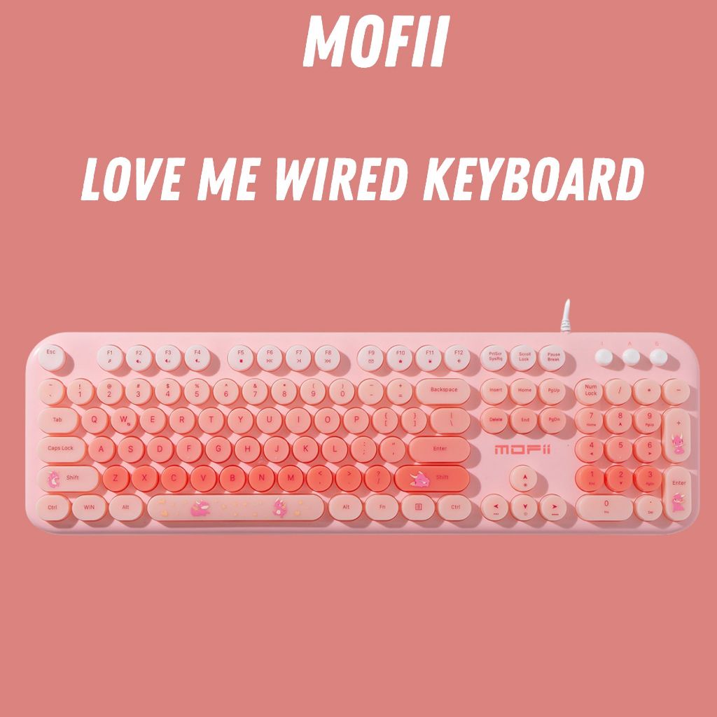 MOFII Love Me Wired Luminous keyboard Aesthetic Pretty keyboard Silent ...