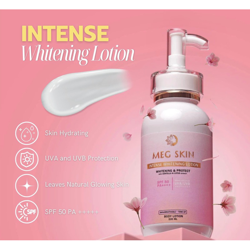 MEG SKIN INTENSE WHITENING LOTION SPF50 PA++++ BROAD SPECTRUM UVA UVV ...
