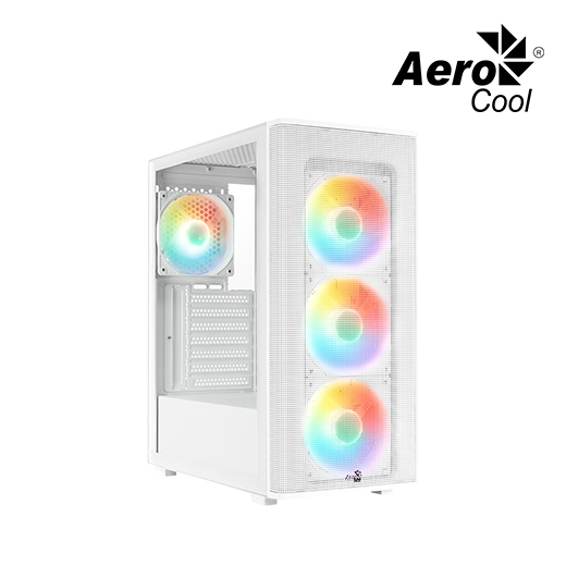Aerocool DESIGNER PC Case - Mid Tower / ARGB / ABS + SPCC / 4 ARGB White Fans / White | Shopee ...