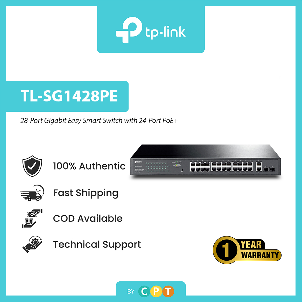 TP-Link TL-SG1428PE 28-Port Gigabit Easy Smart Switch with 24-Port PoE+ ...