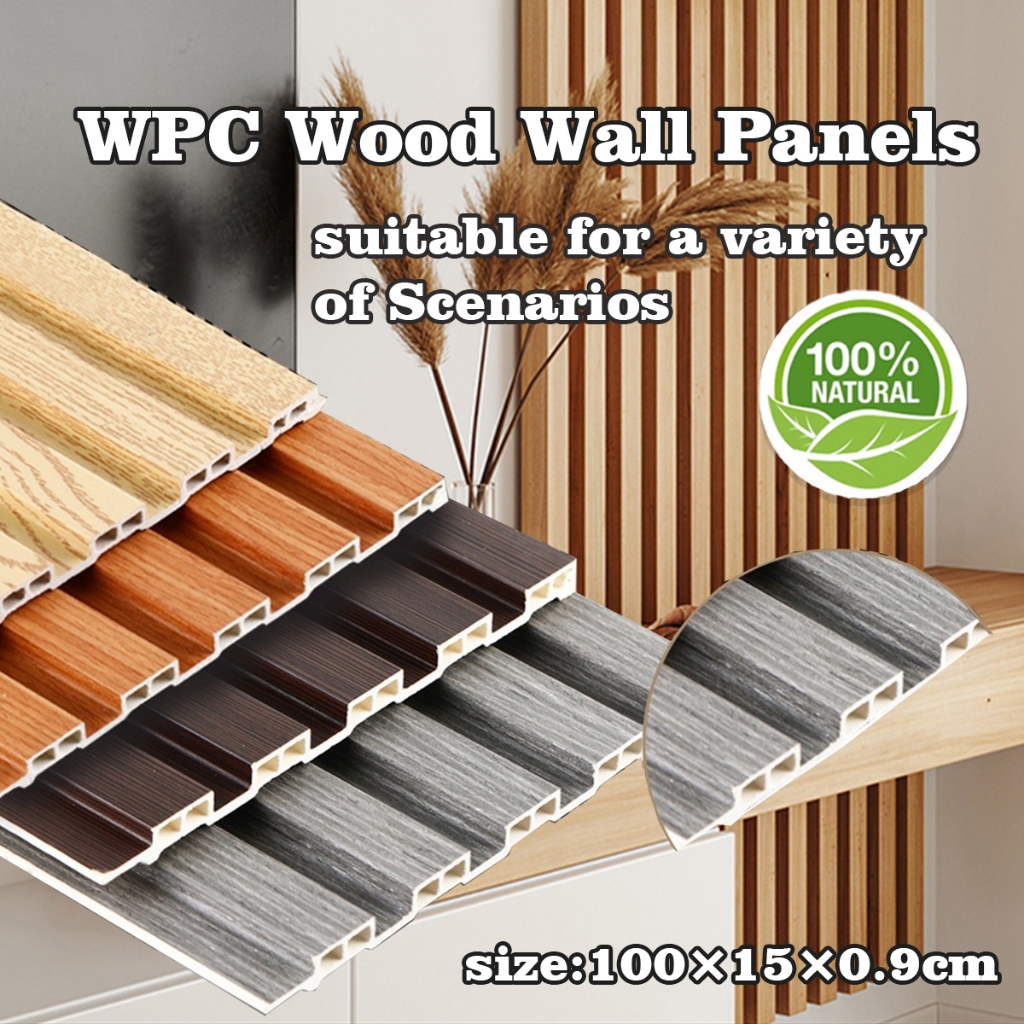 WPC Fluted Wall Panel Sticker Waterproof Grille Design Ecological Board ...