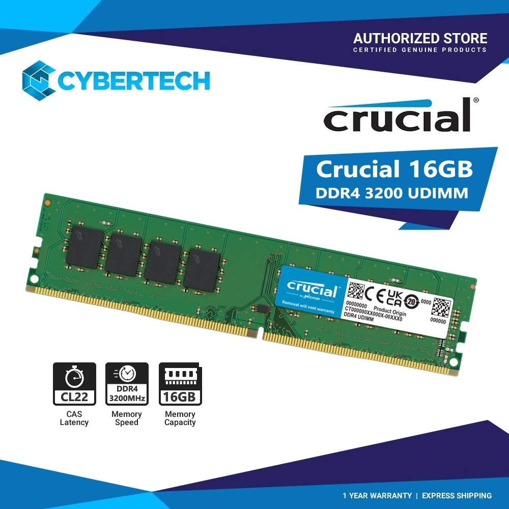 Crucial 16GB DDR4-3200MHz UDIMM Desktop Memory (CT16G4DFRA32A) | Shopee Philippines