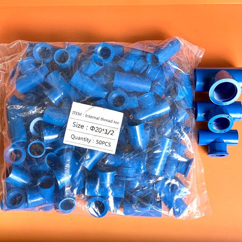 pvc blue tee w/thread 1/2" 3/4" 1" 25pcs 50pcs | Shopee Philippines