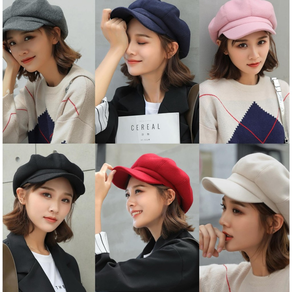 BGC COD Beret hat Soft Hats girl classic Solid Color Beanie Cap Winter ...
