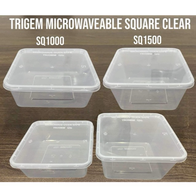 5pcs/ 10pcs Square Microwavable Plastic Container SQ500/ SQ1000 ...