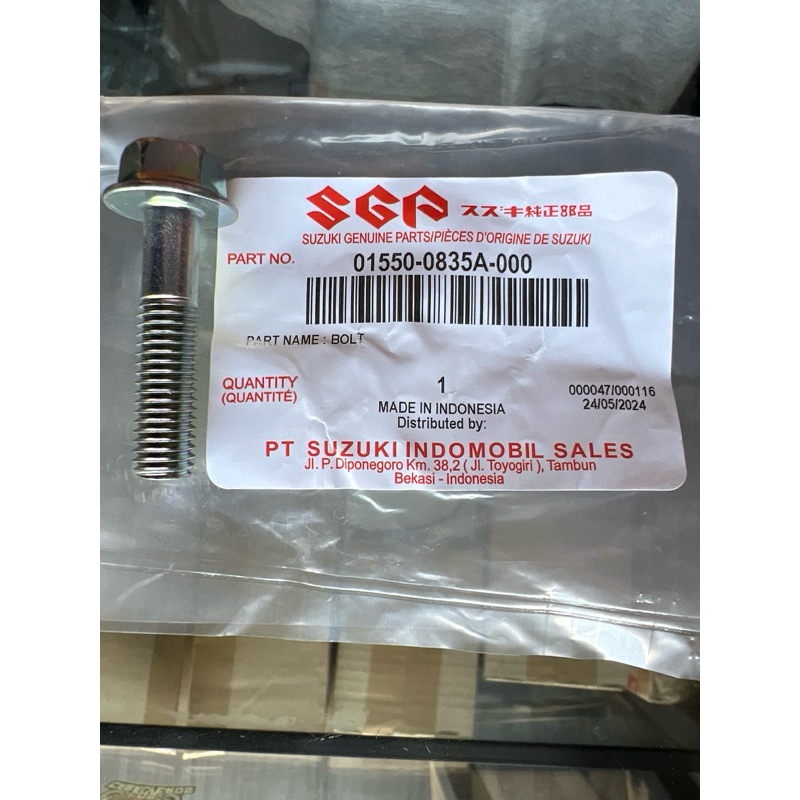 01550-0835A-000 GENUINE BOLT CYLINDER HEAD/MUFFLER RAIDER 150 Fi (8x35 ...