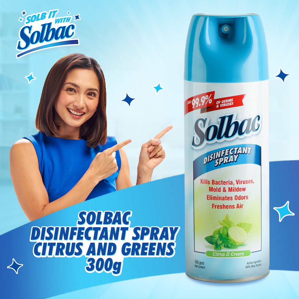 Solbac Disinfectant Spray Citrus & Greens 300g | Shopee Philippines