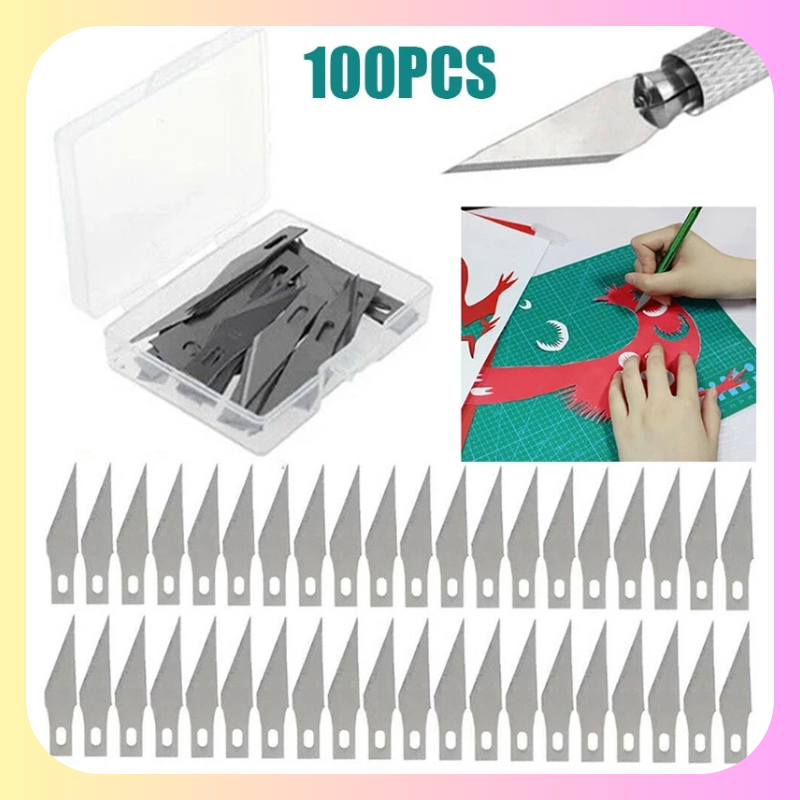 100Pcs Craft Knife Blades High Carbon Steel Art Blades Cutter Blade ...