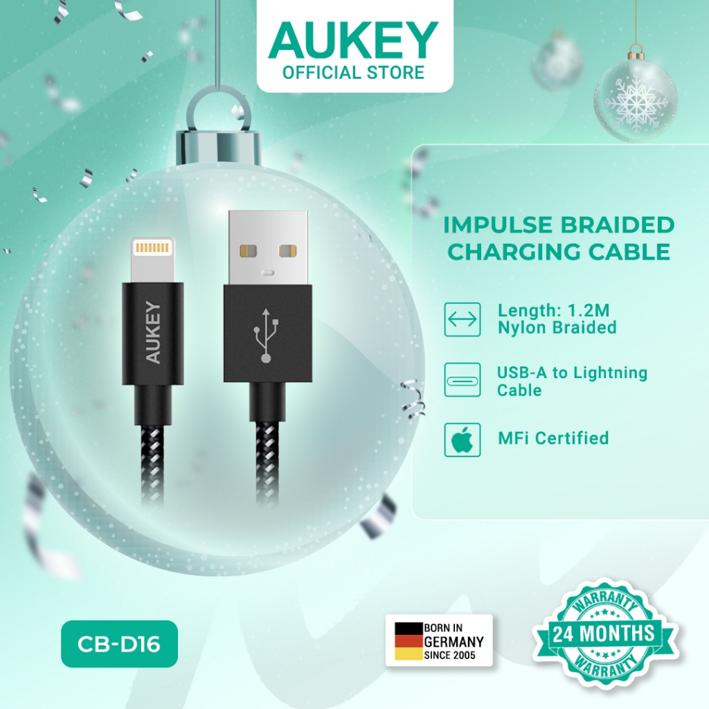 AUKEY OPEN BOX CB-D16 MFI Nylon Braided Apple Lightning Cable 1.2m iPhone iPad Pro | Shopee ...