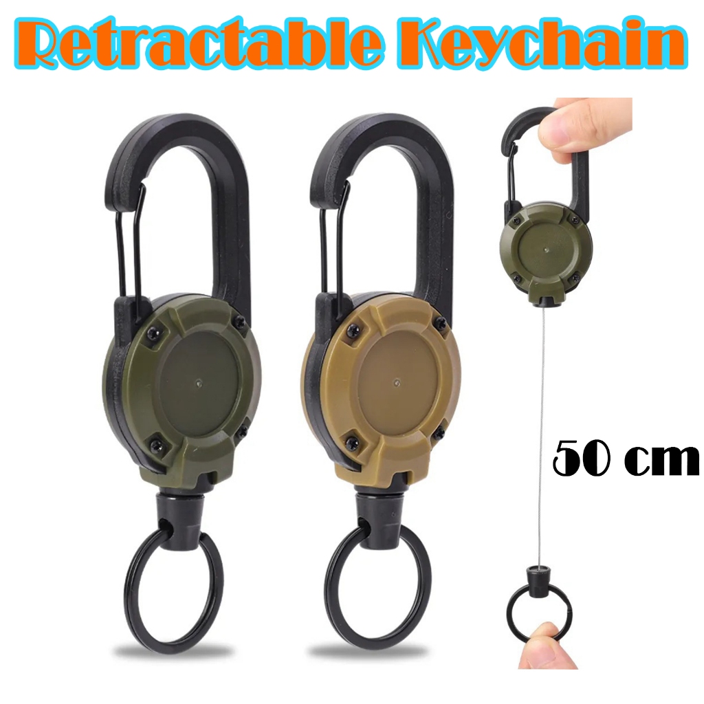 Heavy Duty Carabiner Retractable Keychain for ID Badge Reel and ...