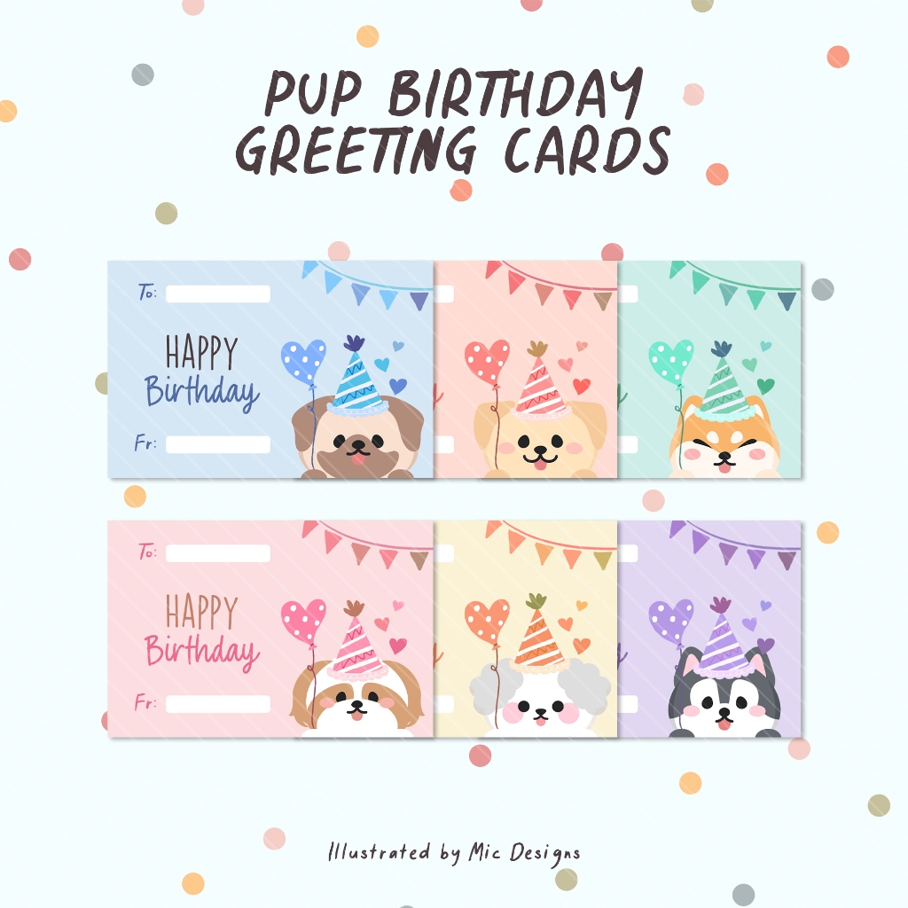 [ LIMITED STOCK ] Pup Birthday Greeting Cards Pack | Dog Tags | Mic ...